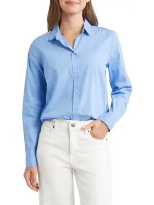 BEACHLUNCHLOUNGE Alden Rhinestone Shirt Fresh Hydrangea