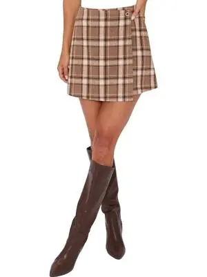 VICI Willow Plaid Mini Skirt - Beige Plaid