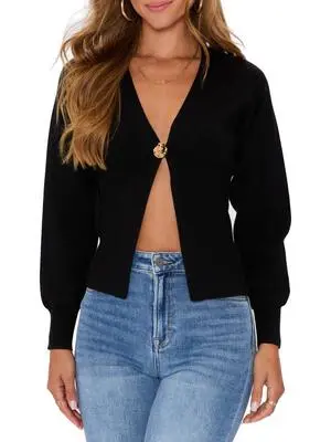 VICI Hammered Button Statement Cardigan - Black