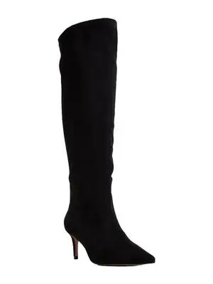 Aldo Pointed Toe Knee High Boots - Black