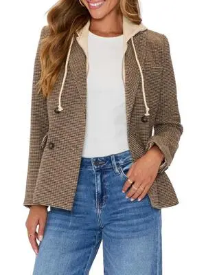 VICI Mixed Media Check Jacket - Brown Plaid