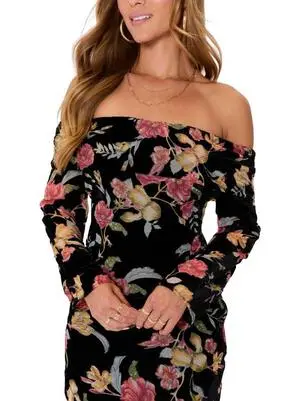 VICI Floral Off-the-shoulder Top - Black Floral