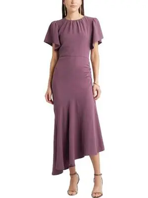 Chelsea28 Asymmetric Crepe Maxi Dress - Purple Serum
