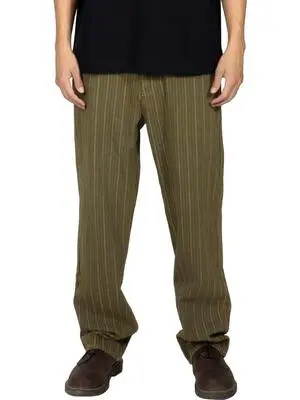 PLEASURES Railroad Stripe Work Pants - Brown