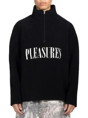 PLEASURES Onyx Oversized Half Zip Fleece Pullover - Black