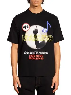 PLEASURES Loud Music Cotton Graphic T-shirt - Black
