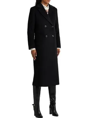 Ralph Lauren Wool-Blend Reefer Coat Black