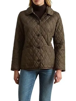 Ralph Lauren Quilted Button-front Jacket - Brown Mini Check