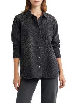 PTCL Zebra Print Denim Shirt Jacket