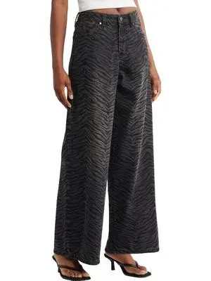 PTCL Viola Zebra Print High-waist Jeans - Zebra Black Wash