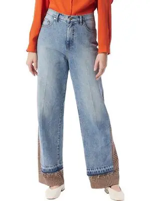 DO BY DEE OCLEPPO Autumn Mixed Media Jeans - Lakeside Wash - Glen Plaid Com