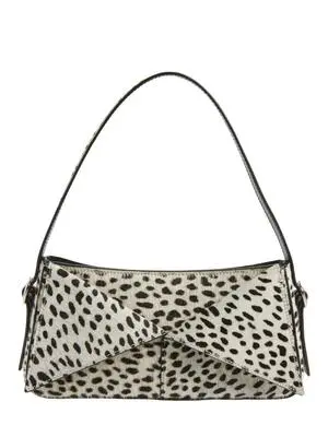 Coperni Belt Genuine Calf Hair Baguette Bag - Whtblk White-black Print
