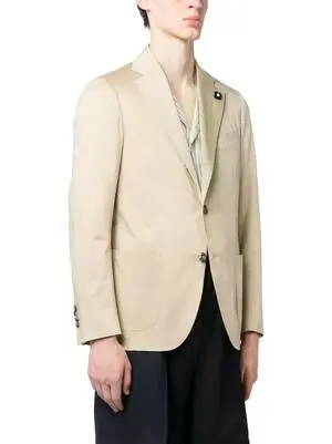 LARDINI Satin-finish Single-breasted Blazer - Neutrals