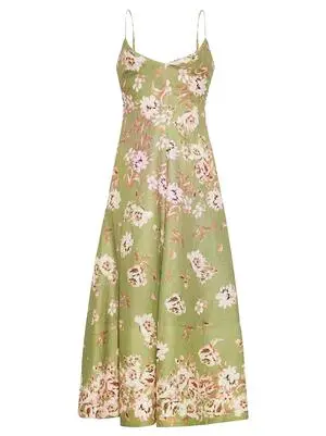 Cara Cara Floral Midi Dress Green