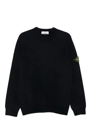 Stone Island Ribbed-knit Sweater With Logo Patch - Blue