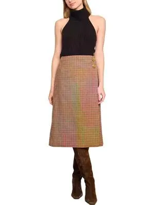 Cara Cara Luca Houndstooth-pattern Midi Skirt - Brown