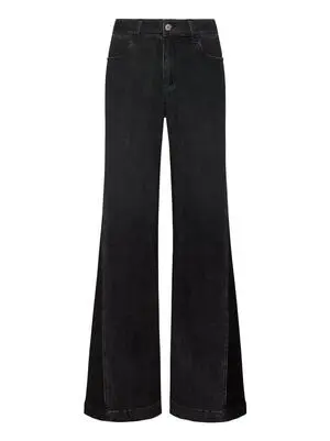ELENA MIRO` Wide-leg Cotton-blend Jeans - Black