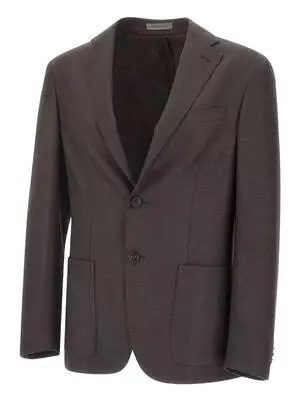 Corneliani Textured Narrow-lapels Blazer - Brown