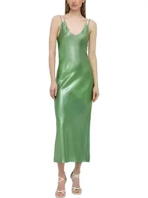 BOSS V-neck Midi Slip Dress - Green