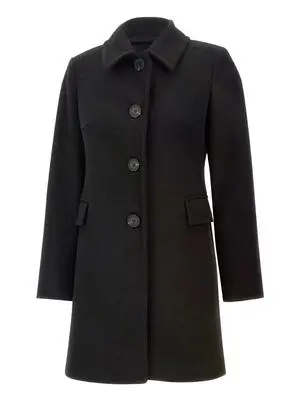 KAOS Single-breasted Flap-pocket Coat - Black