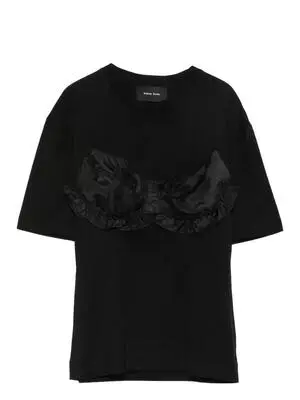 Simone Rocha Satin-panel T-shirt - Black