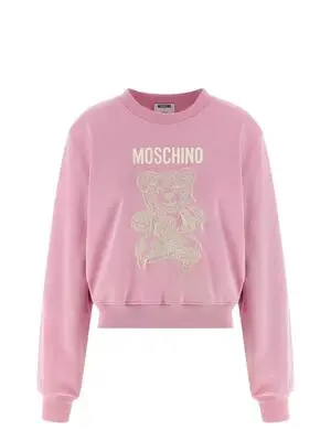 Moschino Teddy-embroidered Crewneck Sweatshirt - Pink