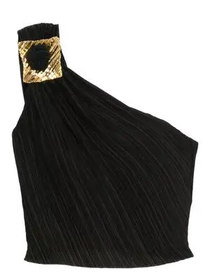 Cult Gaia Moira Pleated One-shoulder Top - Black