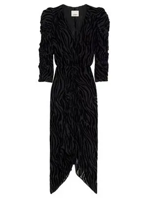 Isabel Marant Zebra-print Puff-sleeve Dress - Black