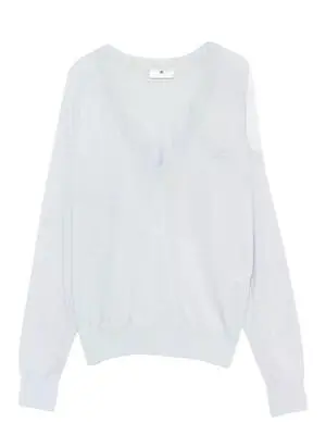 Elisabetta Franchi Logo-motif V-neck Sweater - Blue