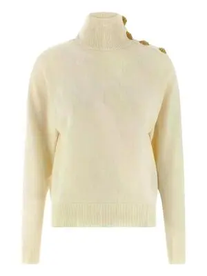 BALMAIN High-Neck Sweater With Coin Buttons