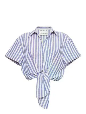 CARA CARA Striped Tie-Front Top