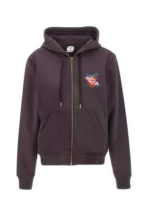 Casablanca Embroidered Logo Zip-up Hoodie - Purple