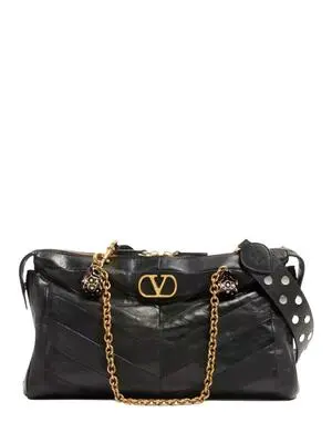 Valentino Garavani Panthea Chevron-pattern Shoulder Bag - Black