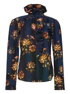 Cara Cara Anne Floral-print Ruffled Blouse - Blue