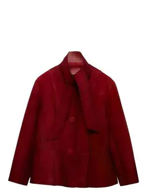 Prada Buttoned Scarf Bonded Jacket - Red