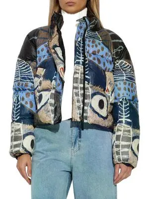 Munthe Juba Printed Puffer Jacket - Black