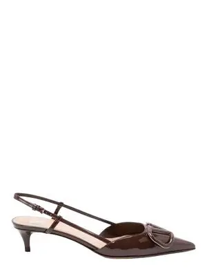 Valentino Garavani 40mm Vlogo Signature Slingback Pumps - Zwx Bark Brown