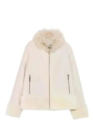 TWINSET Zip-front Jacket With Faux Fur Trim - Neutrals
