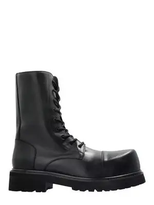 Vetements Stomp Leather Combat Boots - Black
