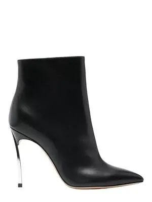 Casadei Metallic-heel Pointed-toe Boots - Black