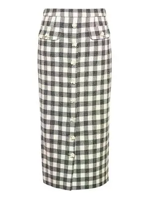 Cara Cara Gingham Pencil Skirt - Black