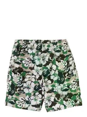 A BATHING APE Floral-print Swim Trunks - Black