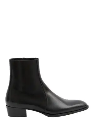 Saint Laurent Roman Almond-toe Zip Boots - Black