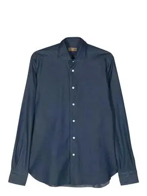 BARBA NAPOLI Classic-collar Chambray Shirt - Blue