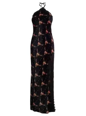 Cara Cara June Floral-lace Halter-neck Maxi Dress - Black