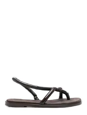 FERRAGAMO Square-toe Leather Sandals - Brown