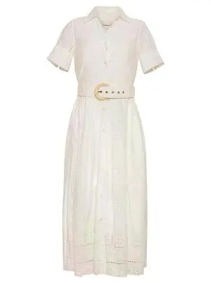Cara Cara Malena Eyelet-embroidered Midi Dress - White
