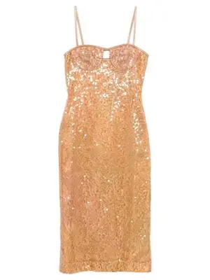 David Koma Sequin-embellished Midi Dress - Brown