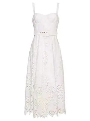Cara Cara Calypso Belted Midi Dress - White