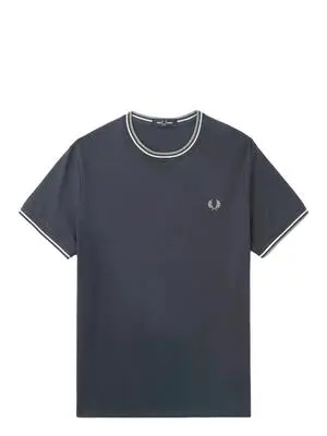 Fred Perry Tipped-collar Cotton T-shirt - Blue